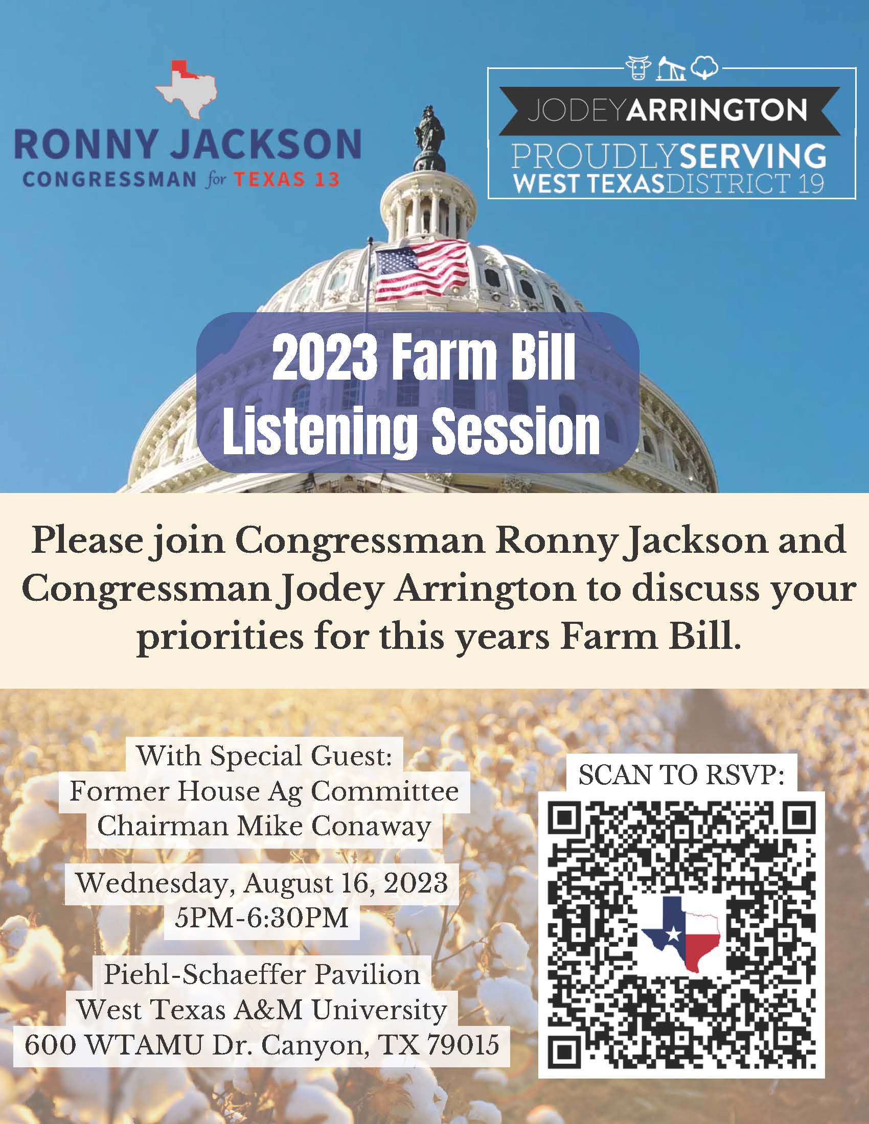 Rep. Jackson and Rep. Arrington host Farm Bill listening session | The ...