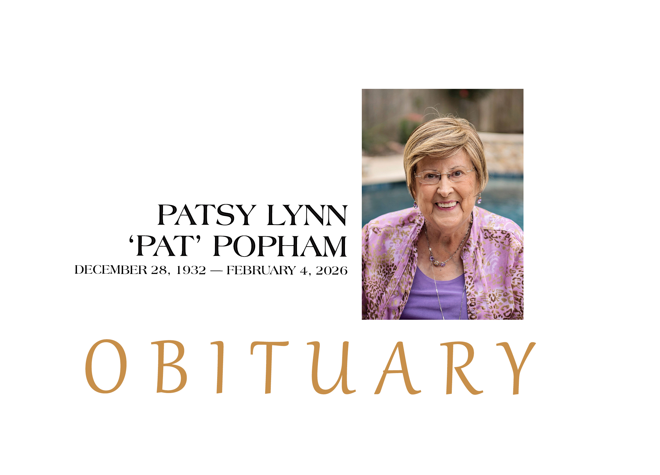 OBITUARY: PATSY LYNN ‘PAT’ POPHAM | The Canadian Record