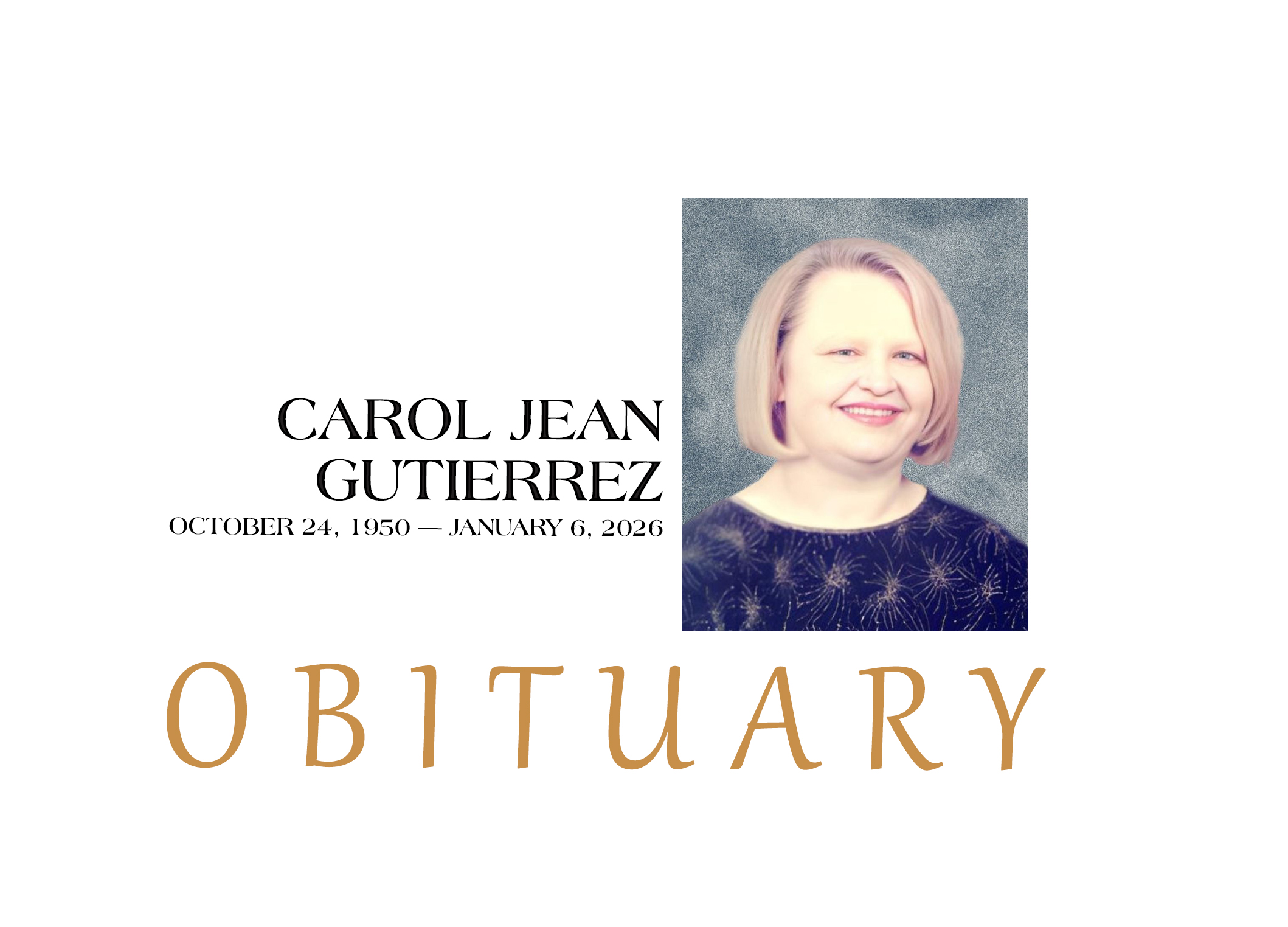 OBITUARY: CAROL JEAN GUTIERREZ | The Canadian Record