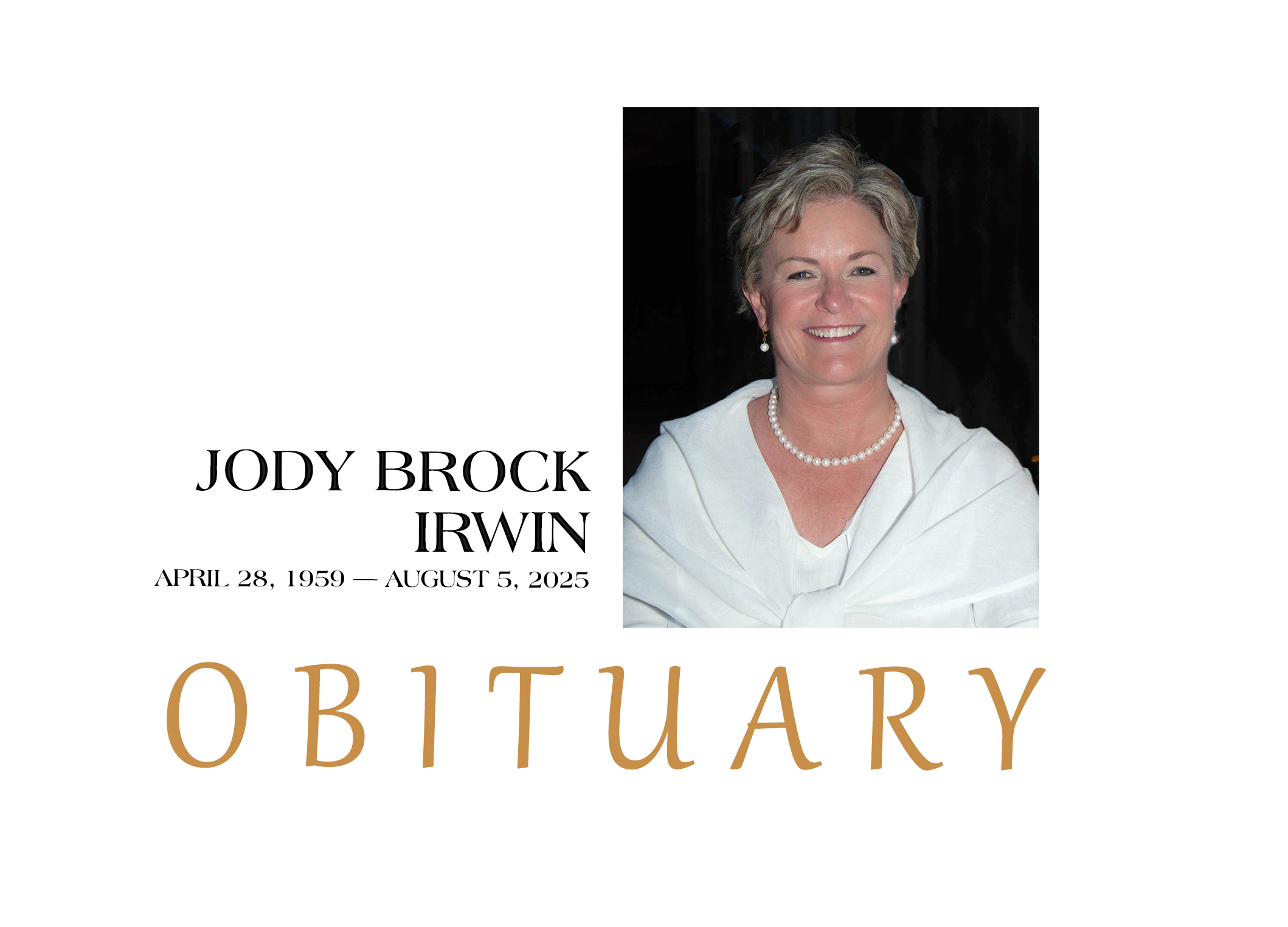 OBITUARY: JODY BROCK IRWIN | The Canadian Record