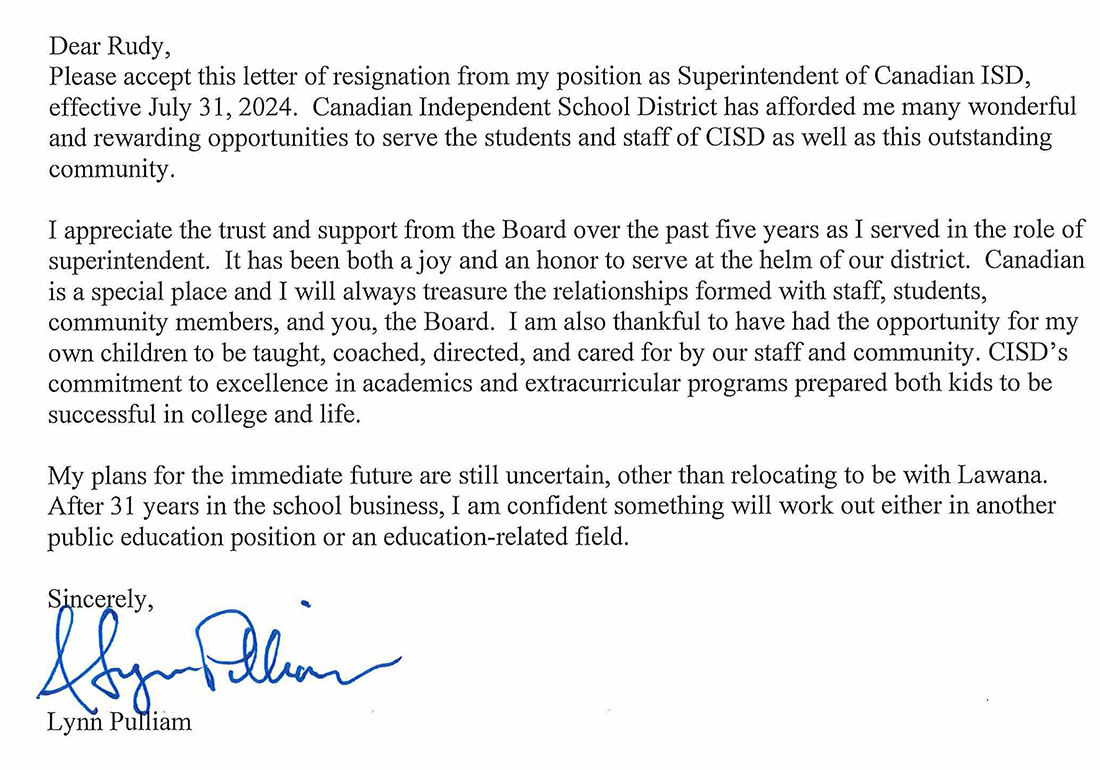 Canadian ISD Superintendent Lynn Pulliam submits resignation | The ...